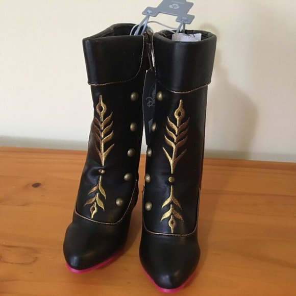 Disney | Shoes | Disney Store Queen Anna Black Boots Costume Shoes Girl ...